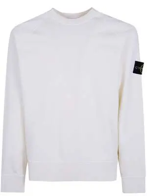 Stone Island Cotton Crew Neck Sweatshirt With Compass Badge - Ivory
