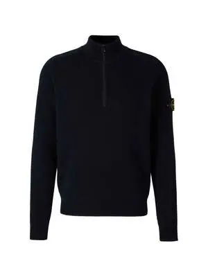 Stone Island Compass-patch Half-zip Sweater - Navyblue