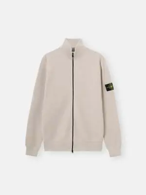 Stone Island Logo Patch Zip-front Cardigan - Sand