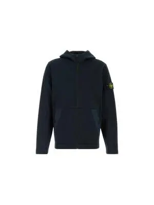 Stone Island Logo-patch Zip-up Hoodie - Navyblue