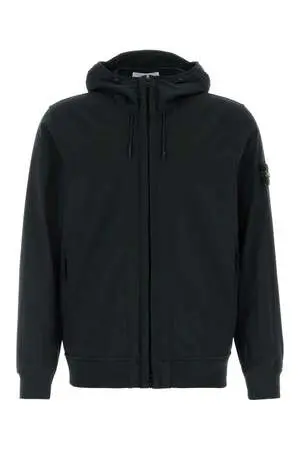 Stone Island STONE ISLAND Logo Patch Hooded Zip-Up Jacket Black