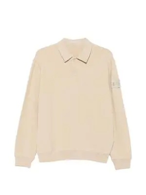 Stone Island Logo-patch Button-up Polo Shirt - Beige