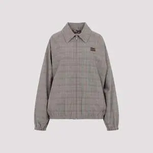 Miu Miu Virgin Wool Blouson Bomber Jacket - Brown