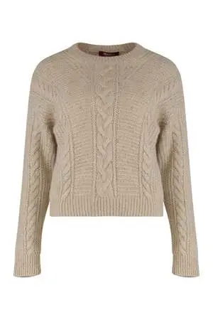MAX MARA MAX MARA STUDIO Cropped Alpaca Blend Sweater With Metallic Braids