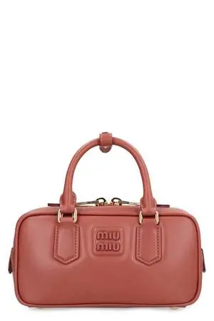 Miu Miu Arcadie Mini Leather Handbag, 22 Cm - Red