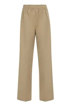 PRADA Prada-Inspired Leather-Trim Cotton Trousers
