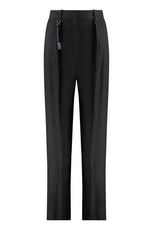 Elisabetta Franchi High-waisted Wide-leg Trousers With Detachable Logo Charm