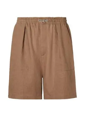 Fendi Solid Linen Bermuda Shorts - Gianduia