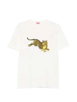 Kenzo Off-white Tiger-print T-shirt - Offwhite