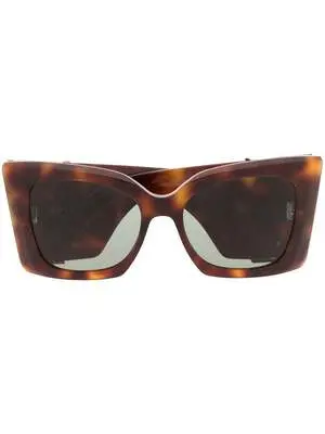 Saint Laurent Oversized Cat-eye Sunglasses With Gold Cassandre Detail - Marrone