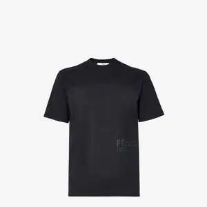 Fendi Regular-fit Cotton T-shirt With Stencil 1925-fy1370 Print On Left Hem - Verde