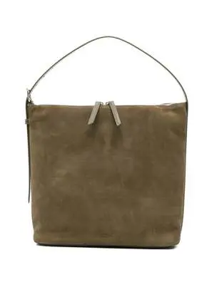A.p.c. Large Leather Shoulder Bag With Adjustable Strap, Double-zip Closure & Interior Pocket, 20 X 21 X 8 Cm