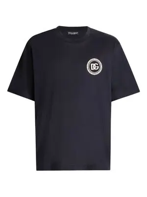 Dolce & Gabbana Crew Neck Cotton Sweater With Chest Patch