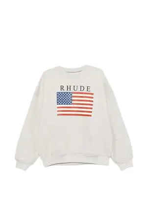 Rhude Crewneck Sweatshirt With American Flag Print