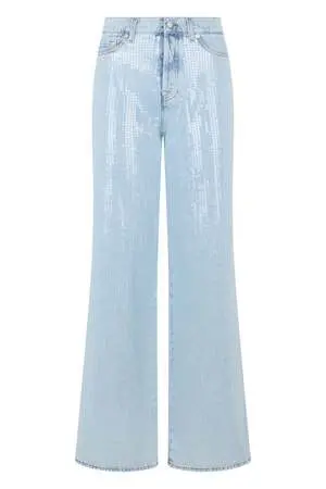 7 For All Mankind High-rise Sequin-decorated Wide-leg Jeans