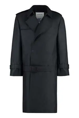 Burberry Silk Trench Jacket With Belt And Back Slit - Black