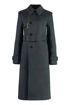 Burberry Cotton Trench Jacket With Storm Shield & Waist Belt - Grey