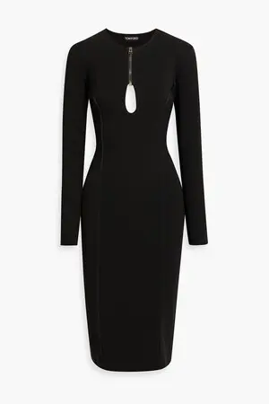 TOM FORD Cutout Stretchknit Midi Dress - Black
