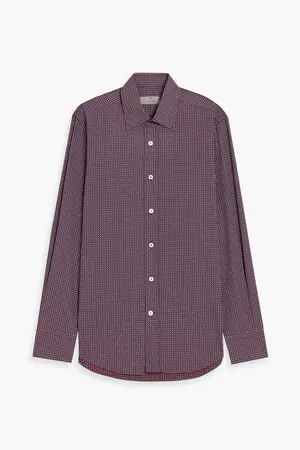 Canali Printed Cottonpoplin Shirt - Burgundy