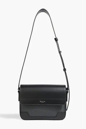 SERAPIAN Leather And Embossed Coatedcanvas Messenger Bag - Black