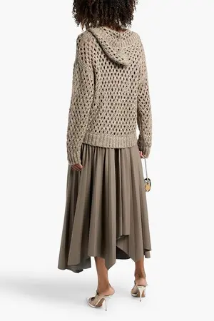 Brunello Cucinelli Sequinembellished Openknit Hooded Cardigan