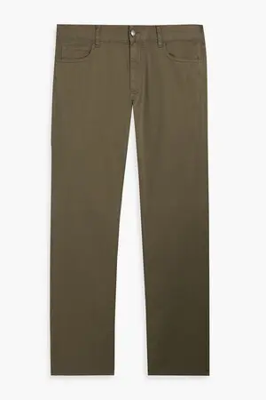 Canali Cottonblend Twill Chinos - Army Green