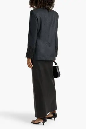 Brunello Cucinelli Doublebreasted Crochettrimmed Woolfelt Blazer
