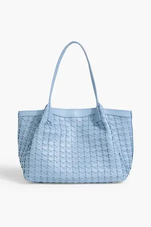 SERAPIAN Secret Mosaico Small Woven Leather Tote - Light Blue