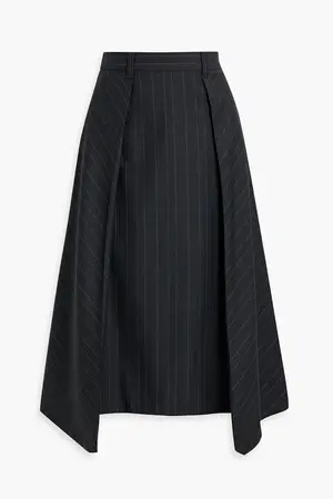 Brunello Cucinelli Pinstriped Wool Midi Skirt