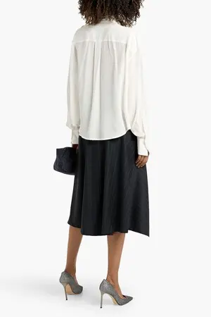 Brunello Cucinelli Pinstriped Wool Midi Skirt
