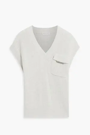 Brunello Cucinelli Ribbed Cotton Vest With Bead Embellishment