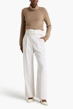 Brunello Cucinelli Belted Pleated Wool Straightleg Pants
