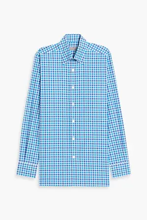 Canali Checked Cottonpoplin Shirt - Turquoise