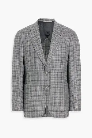 Canali Cupro Tweed Blazer With Notched Lapel And Vented Back