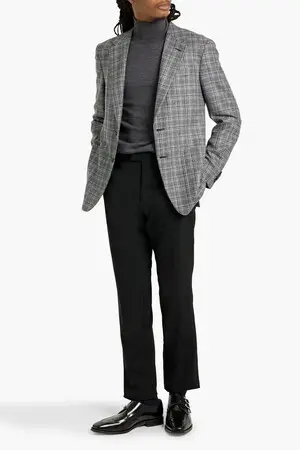 Canali Cupro Tweed Blazer With Notched Lapel And Vented Back