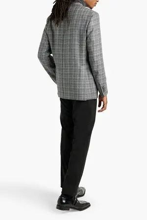Canali Cupro Tweed Blazer With Notched Lapel And Vented Back