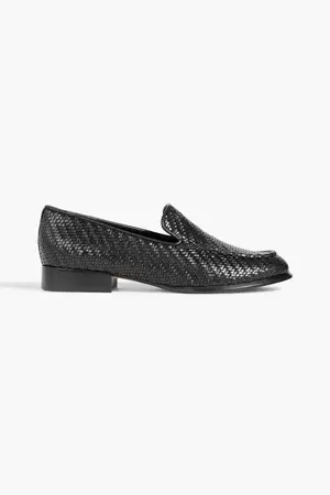 Vince Naomi Woven Leather Loafers - Black