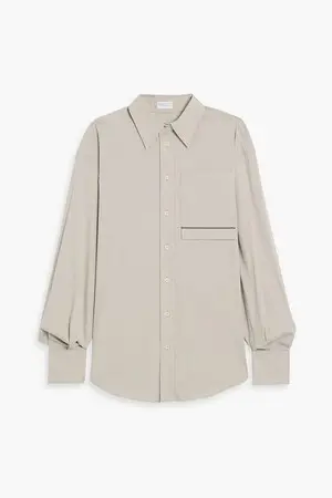 Brunello Cucinelli Beadembellished Cottonblend Poplin Shirt - Beige