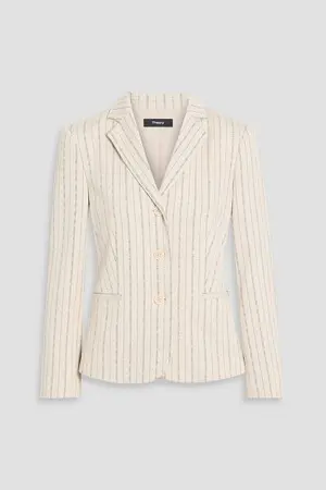 Theory Striped Crepejersey Blazer - Ecru