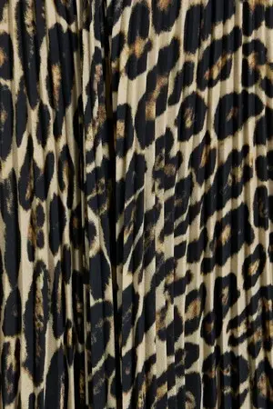 Theory Pleated Leopard-print Crepe Midi Skirt