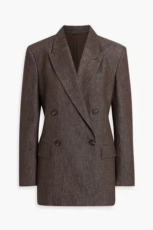 Brunello Cucinelli Doublebreasted Metallic Cottonblend Blazer - Chocolate