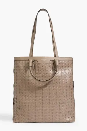 SERAPIAN Day Woven Leather Tote - Gray