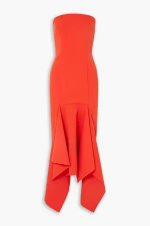 Solace London Solace London Veronique Strapless Asymmetrical Crepe Midi Dress - Orange