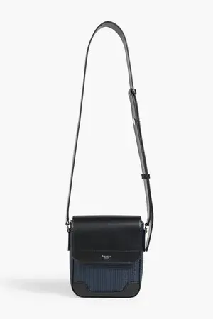 SERAPIAN Leather And Embossed Coatedcanvas Messenger Bag - Midnight Blue