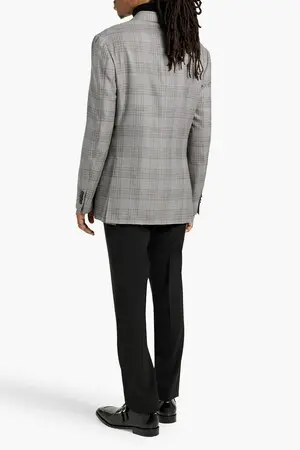 Canali Doublebreasted Prince Of Wales Checked Cupro Blazer