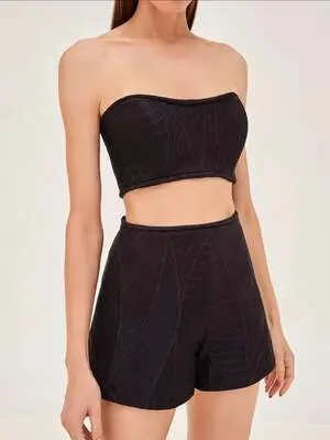 Alexis Alini Strapless Cropped Top - Black
