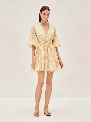 Alexis Capri Dress With Vine Motif - Melon Vine