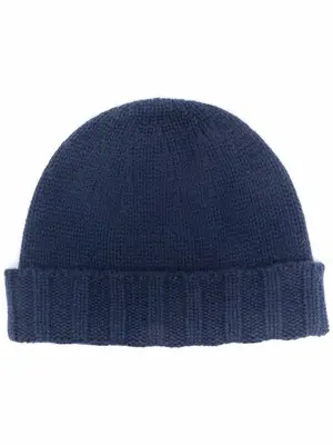 DRUMOHR Ribbed Wool Beanie - Blue