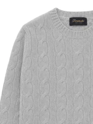 DRUMOHR Crew Neck Cable Knit Wool Sweater