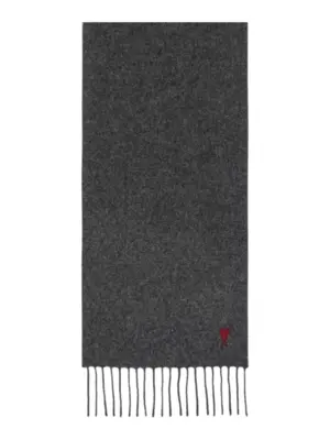 AMI Paris De Coeur Wool Scarf - Grey